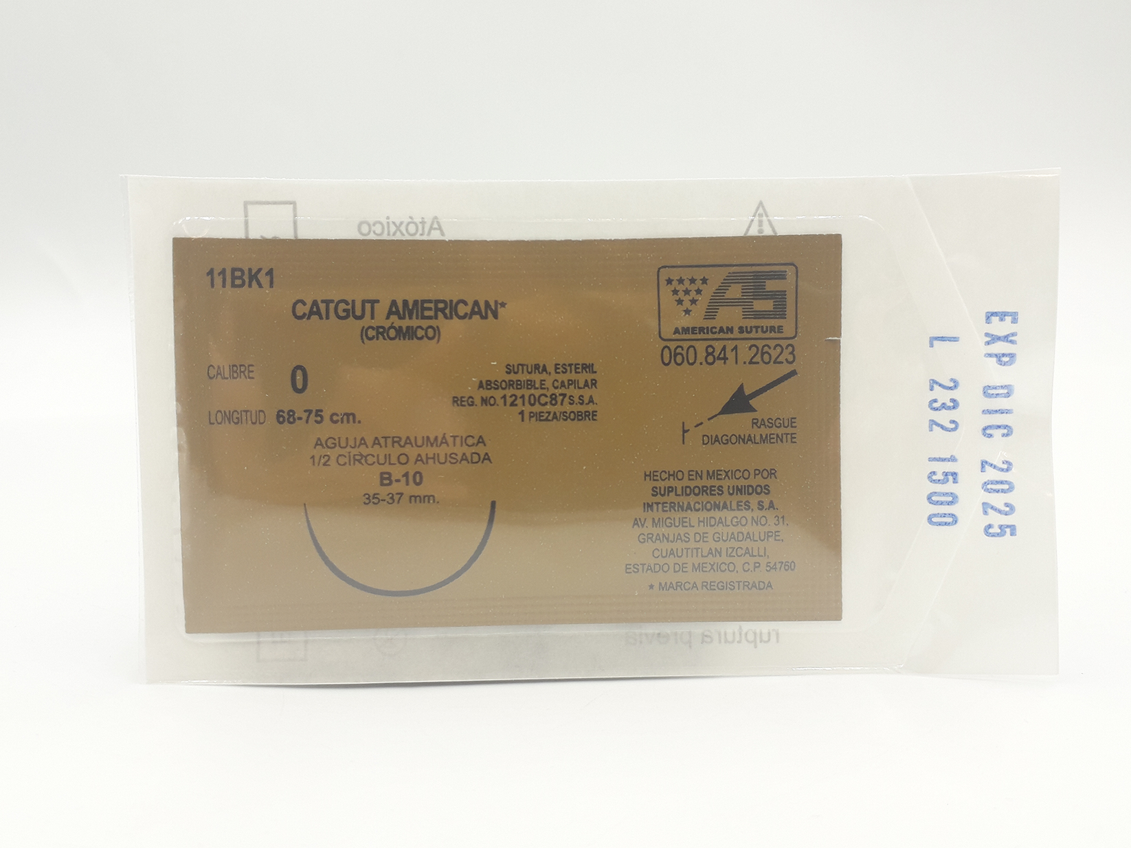 Sutura Quirúrgica Catgut Crómico calibre 0 11BK1 – Distribuidora Sta María