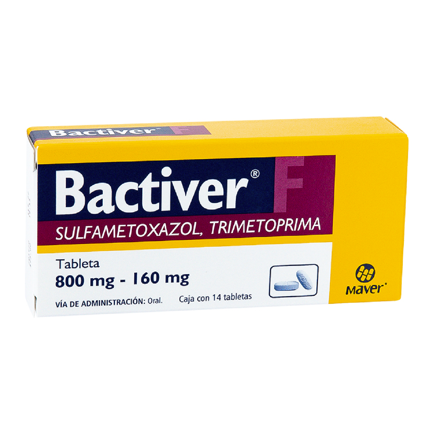 Bactiver (Sulfametoxazol, Trimetoprima) Tab 800mg/160mg Cja c 14 tabs ...