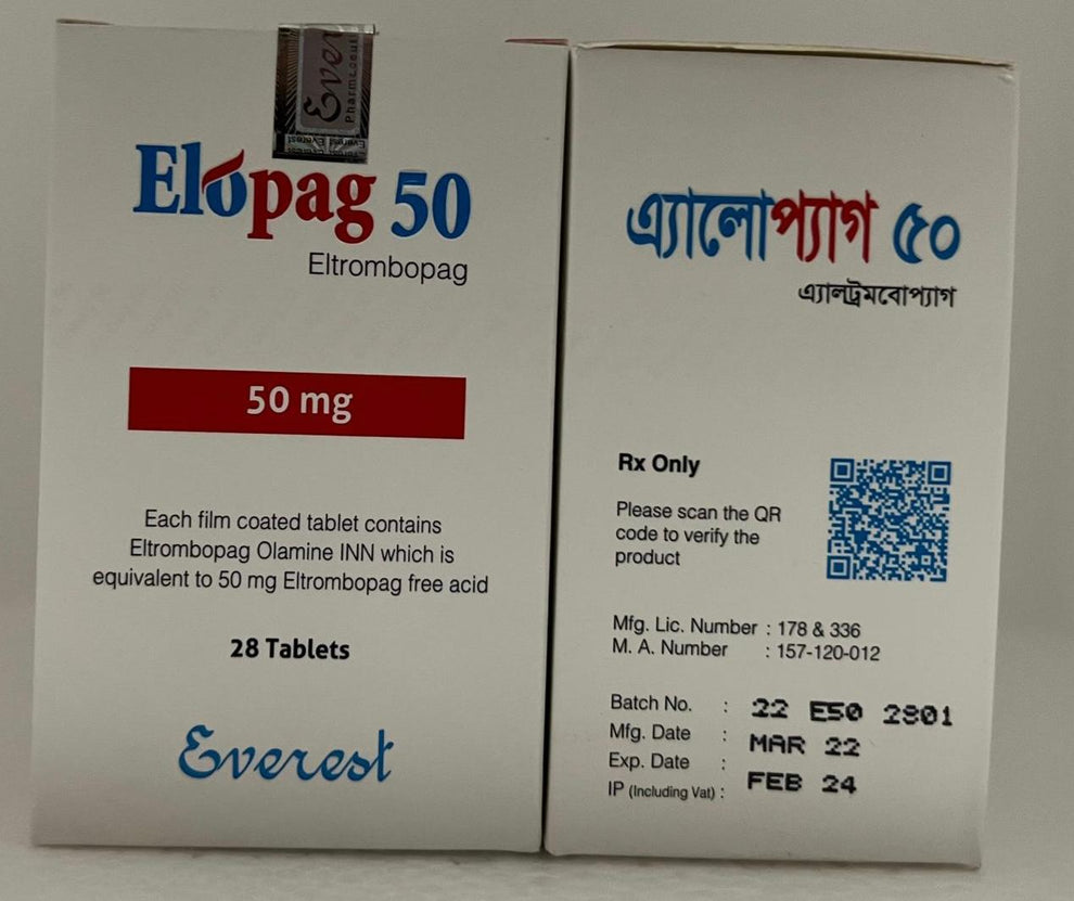 ELOPAG 50 MG CAJA C/28 TAB. ( ELTROMBOPAG ) – Distribuidora Sta María