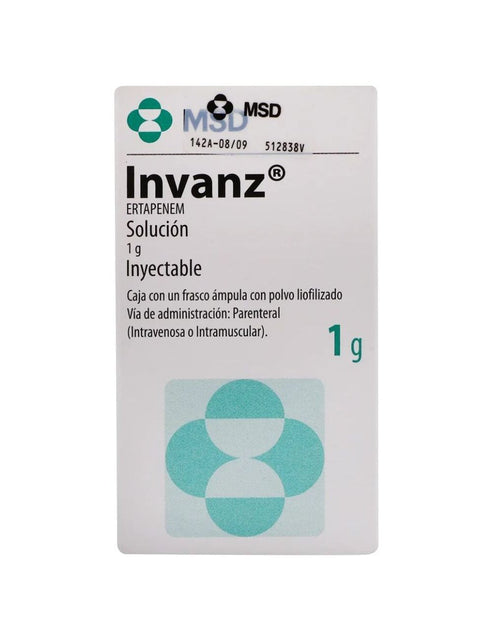 Invanz 1 g ( Ertapenem ) Caja con un Frasco Ámpula con Polvo Liofiliza ...